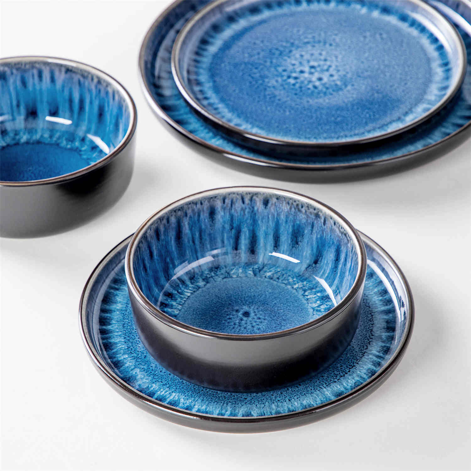 Playa 24-Piece Dinnerware Set – Glossy Reactive Glaze | Côte d’Azur ...