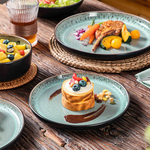 Playa 24-Piece Dinnerware Set – Glossy Reactive Glaze | Côte d’Azur ...