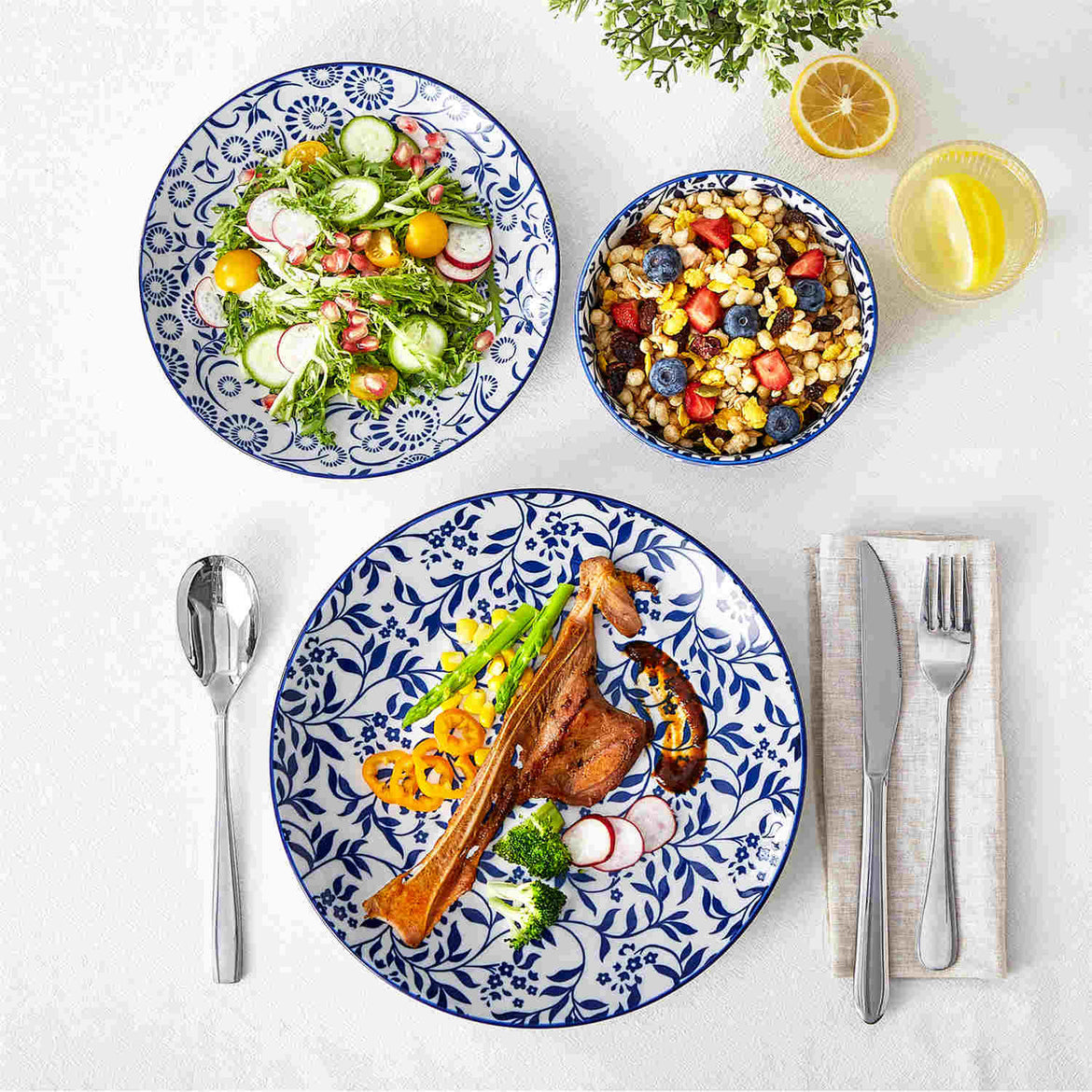 Asian-Inspired Porcelain Tableware Set | Multiple Colors & Multiple ...