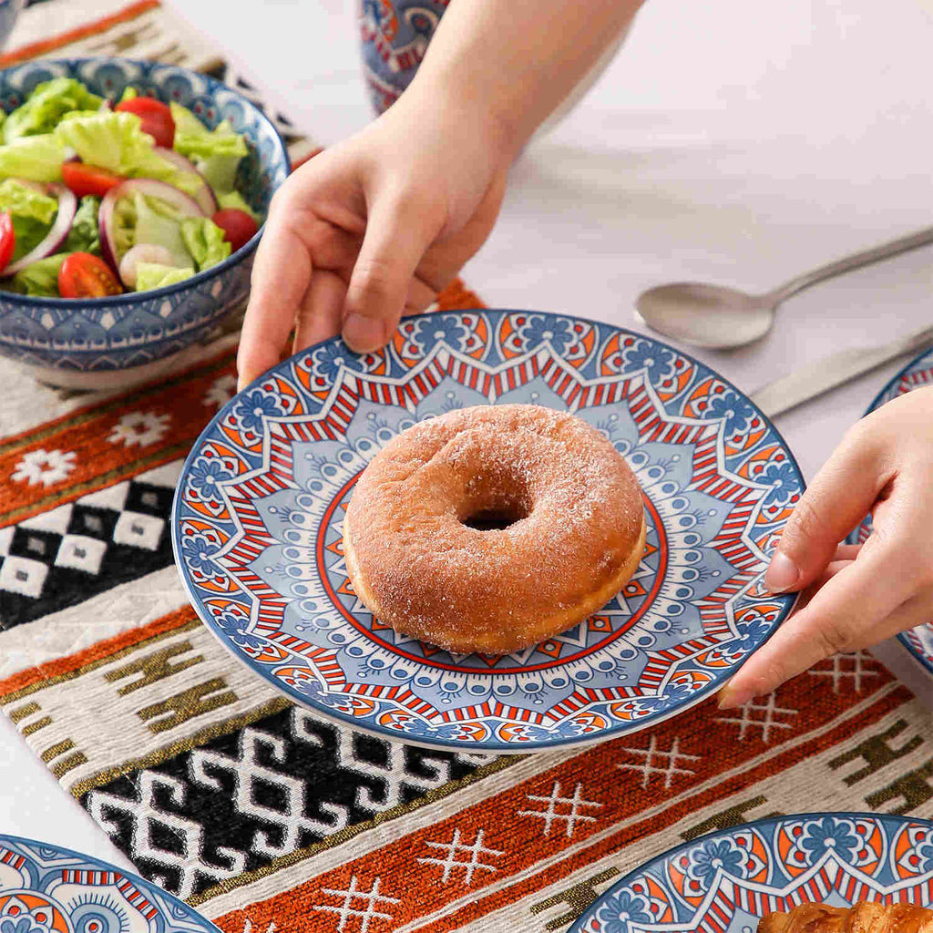 Mandala 16 Piece Porcelain Dinnerware Set - Bohemian Floral Design ...