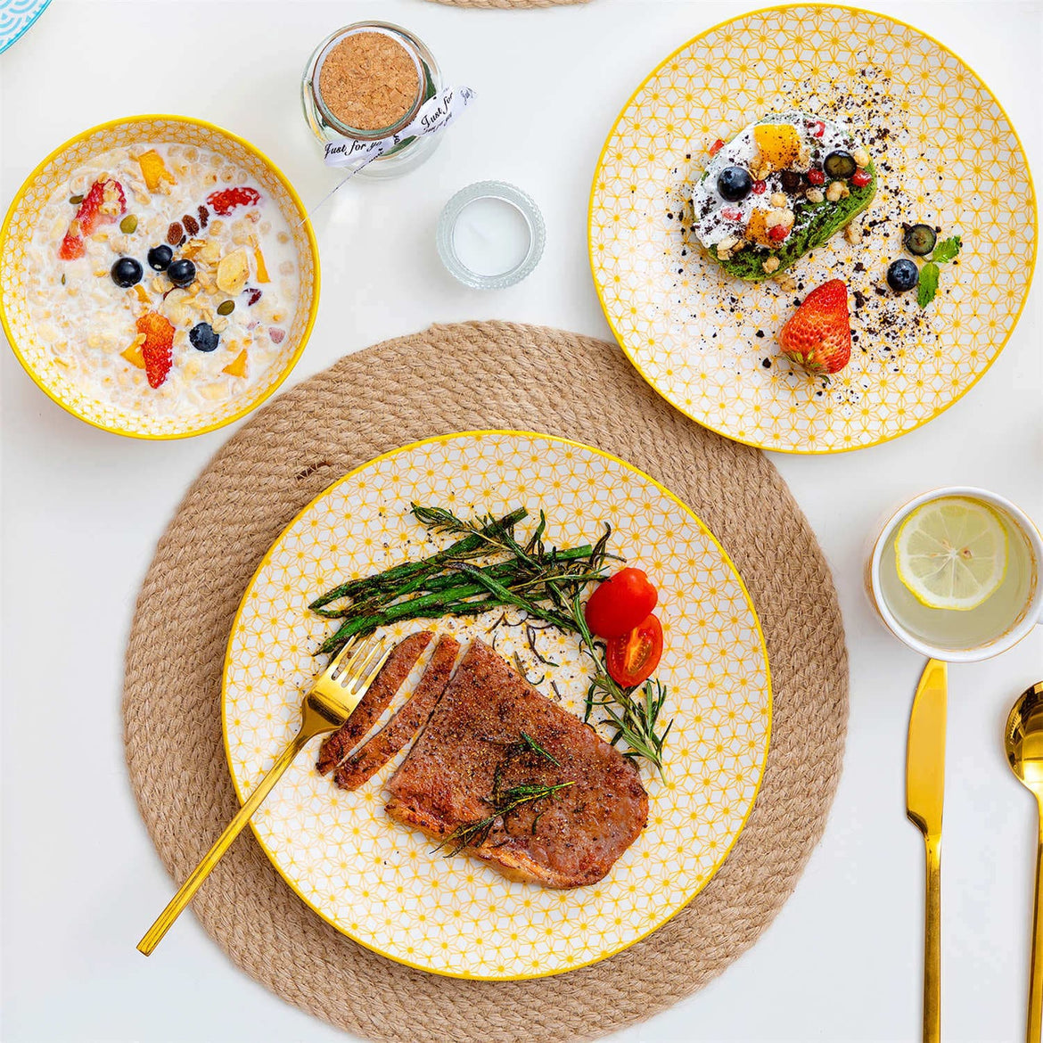 Asian-Inspired Porcelain Tableware Set | Multiple Colors & Multiple ...