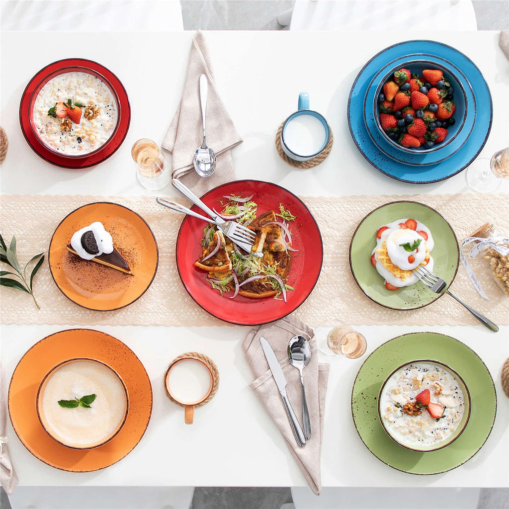 Navia 16-Piece Stoneware Dinnerware Set | Rustic Speckled Design – Vancasso