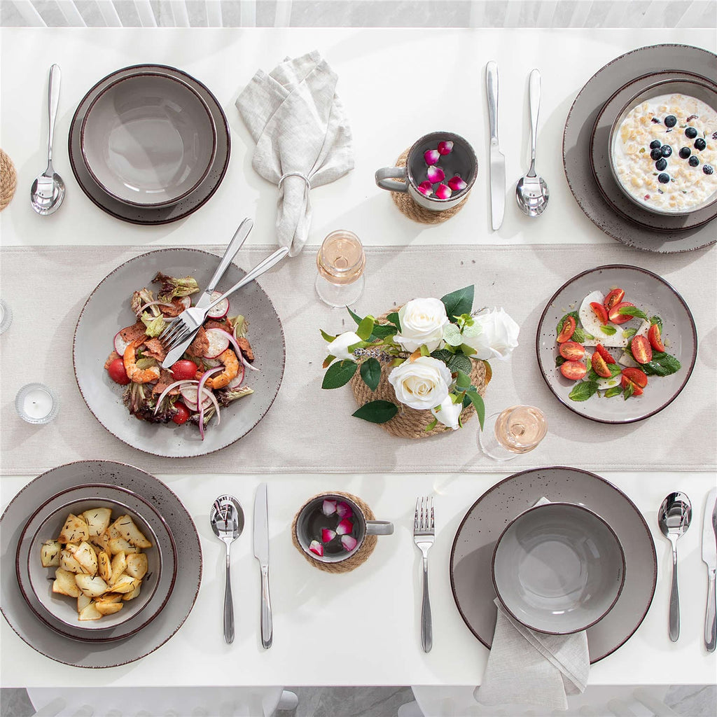 Navia 16-Piece Stoneware Dinnerware Set | Rustic Speckled Design – Vancasso
