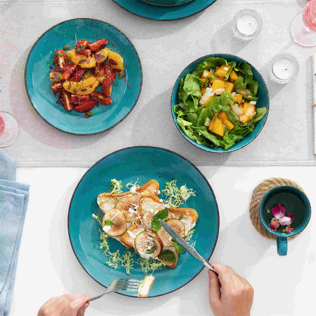 Navia 16-Piece Stoneware Dinnerware Set | Rustic Speckled Design – Vancasso