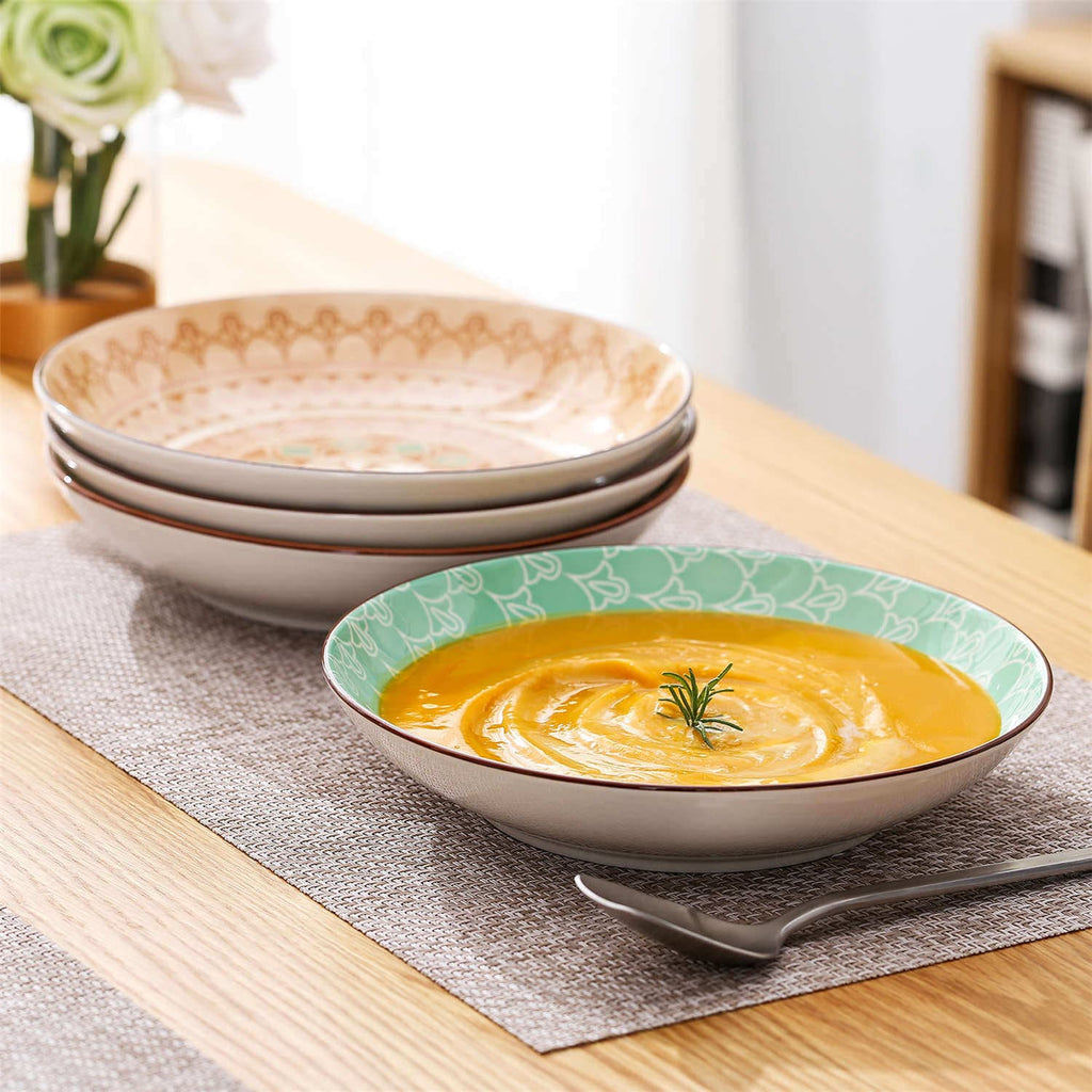 Tulip Collection Porcelain Soup Plates Set | Coastal-Inspired Design ...